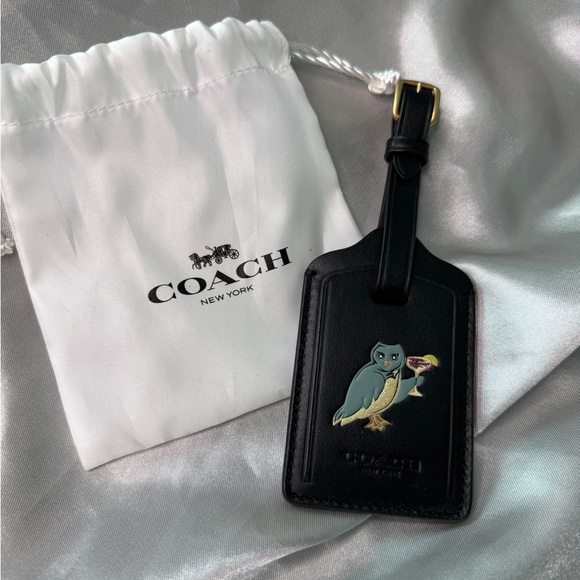 Coach | Accessories | New Rare Vintage Coach Black Leather Luggage Tag ...
